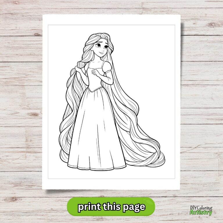 10 Free Rapunzel Coloring Pages - DIY Coloring Artistry