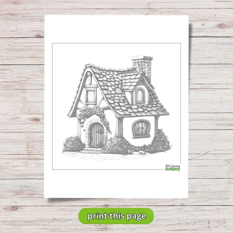10 Free Cottagecore Cottages Coloring Pages - DIY Coloring Artistry