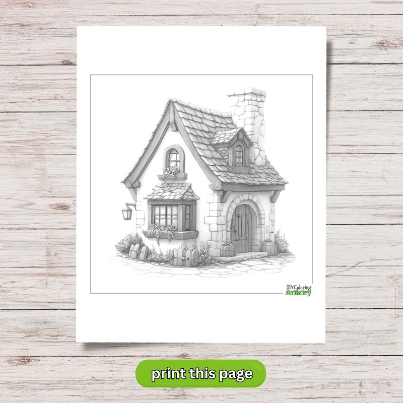 10 Free Cottagecore Cottages Coloring Pages - DIY Coloring Artistry