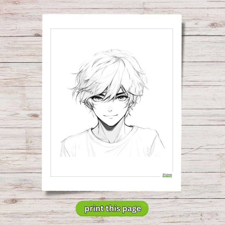 10 Free Anime Boy Coloring Pages - DIY Coloring Artistry