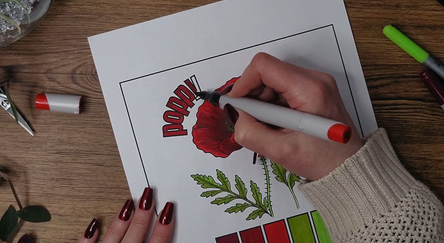 How To Color A Poppy With Alcohol Markers - DIY Coloring Artistry