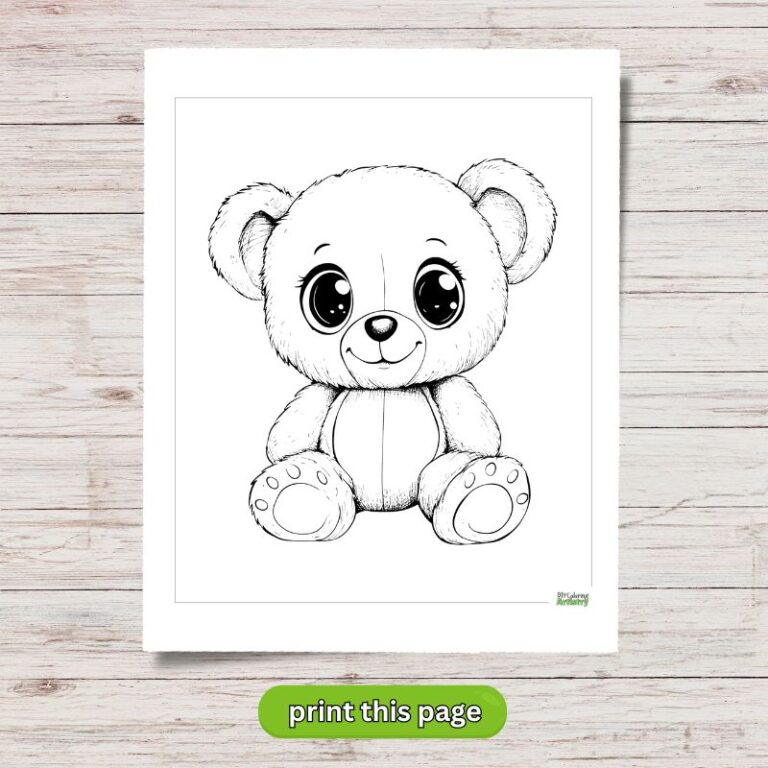 15 Free Teddy Bear Coloring printables - DIY Coloring Artistry
