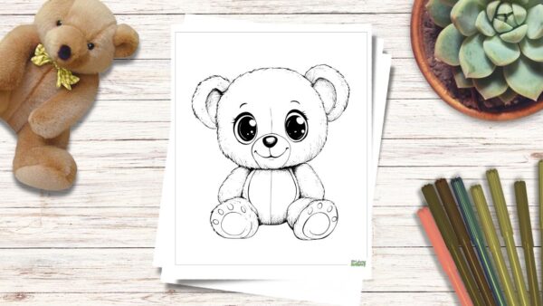 15 Free Teddy Bear Coloring printables - DIY Coloring Artistry